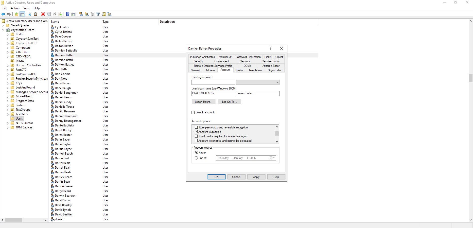 Stale administrative account in AD domain - Cayosoft