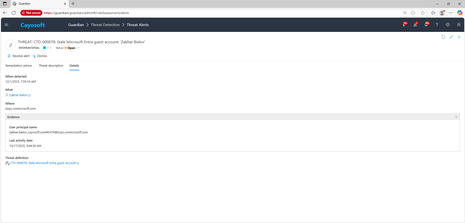 Stale Microsoft Entra guest account - Cayosoft